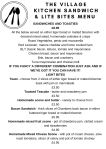 THE VILLAGE KITCHEN MENU… – THE VILLAGE KITCHEN